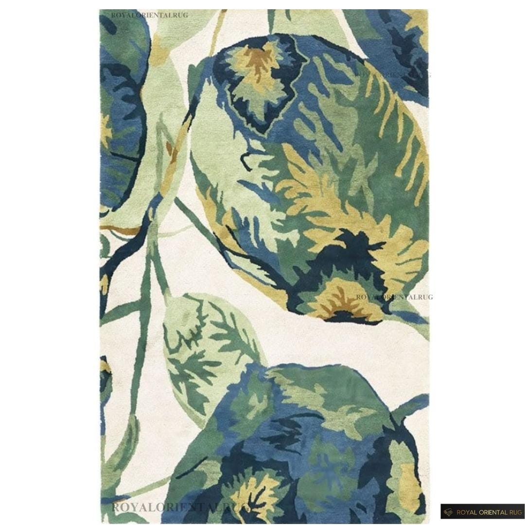 Hand-tufted Flower Rug Leaf Design Rug, 5x8 Feet Floral Design Rug for ...