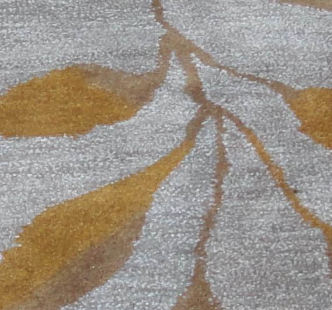 Hand-tufted Royal Golden Leaf Rug Floral Design Rug for Living Room ...