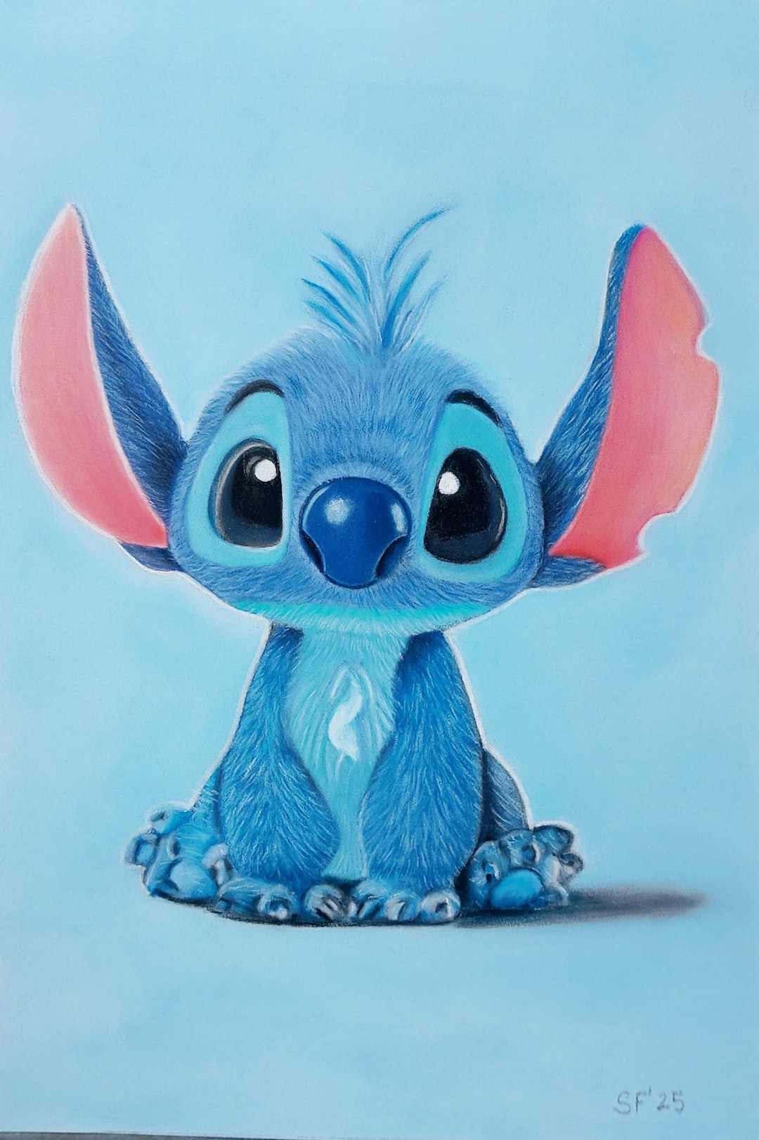 Stitch Drawing Realistic Cartoon Art - Etsy