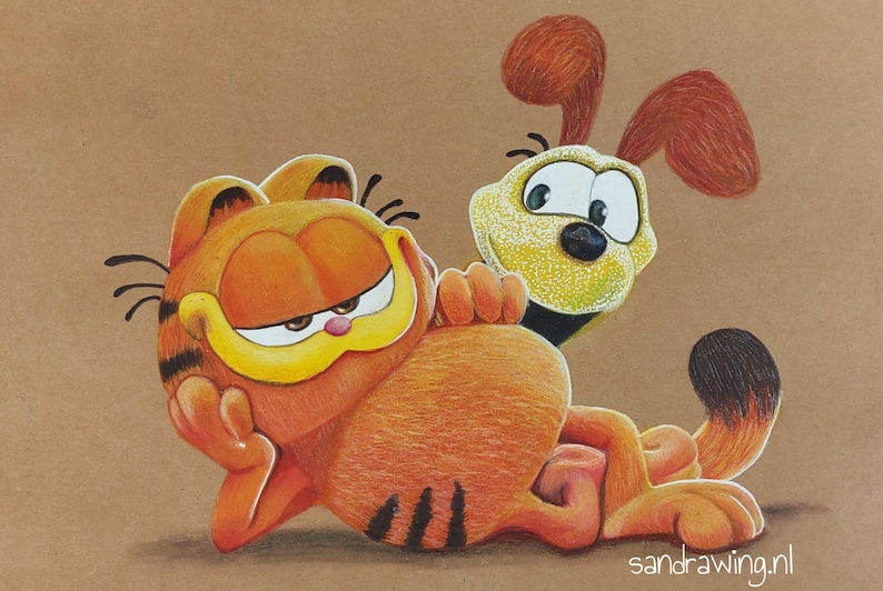 Garfield Drawing Realistic Cartoon Art - Etsy