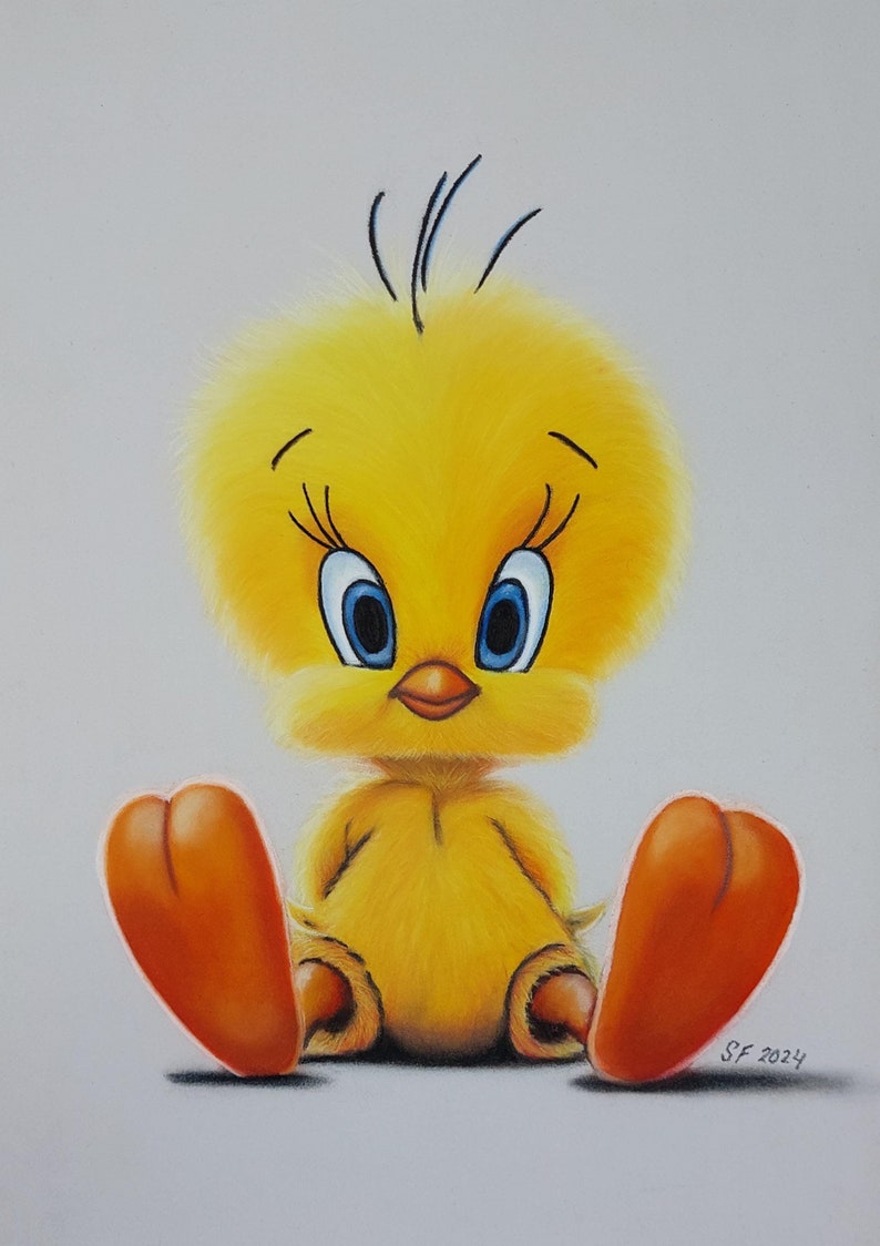 Tweety Drawing Realistic Cartoon Art - Etsy