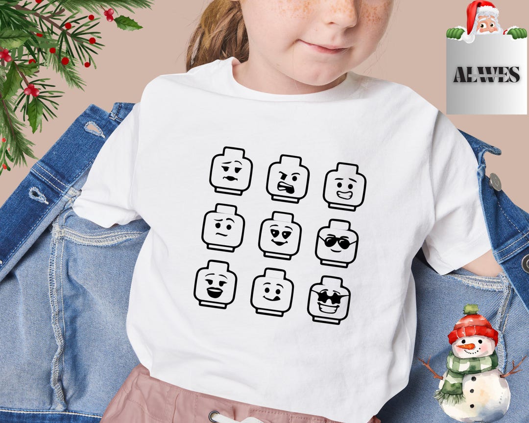 Building Blocks Head Shirt, Mini Figure Kid Birthday Shirt, Master ...