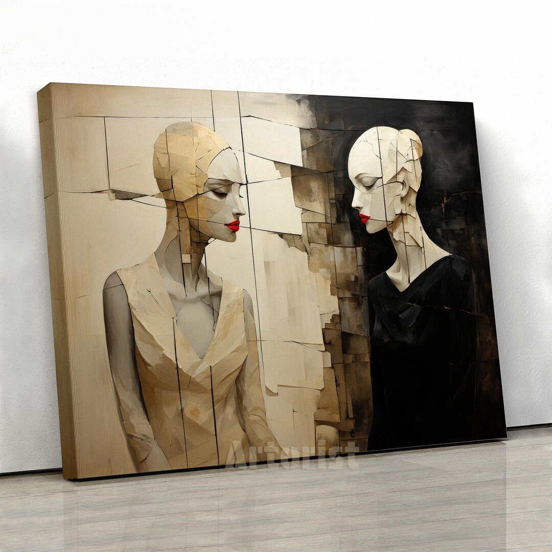 Collaged Figures Canvas Print, Abstract Modern Wall Art - Etsy