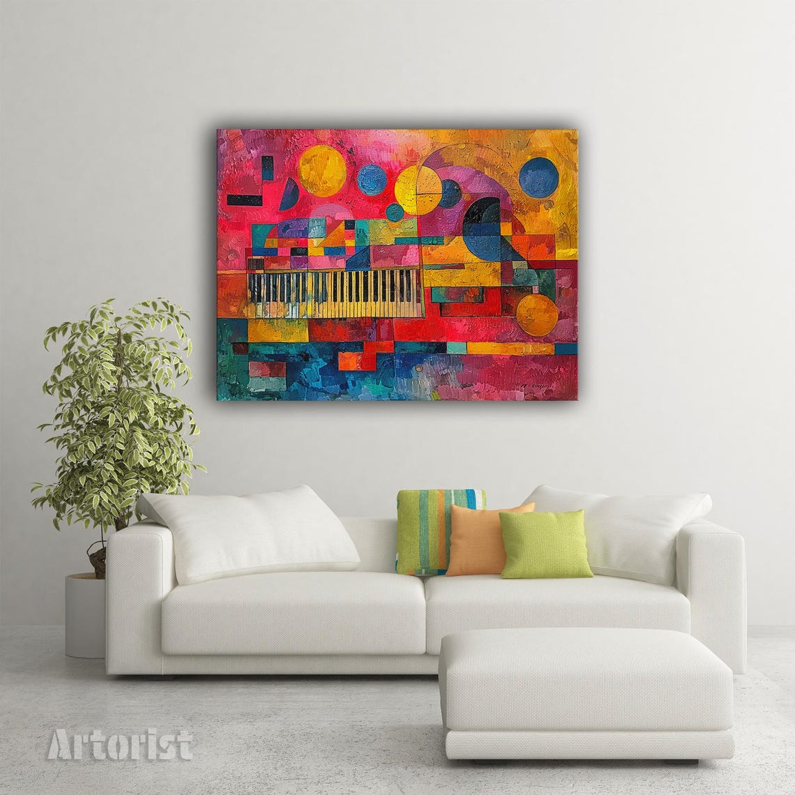 Colorful Abstract Musical Notes Canvas Art | Music-inspired Painting in ...