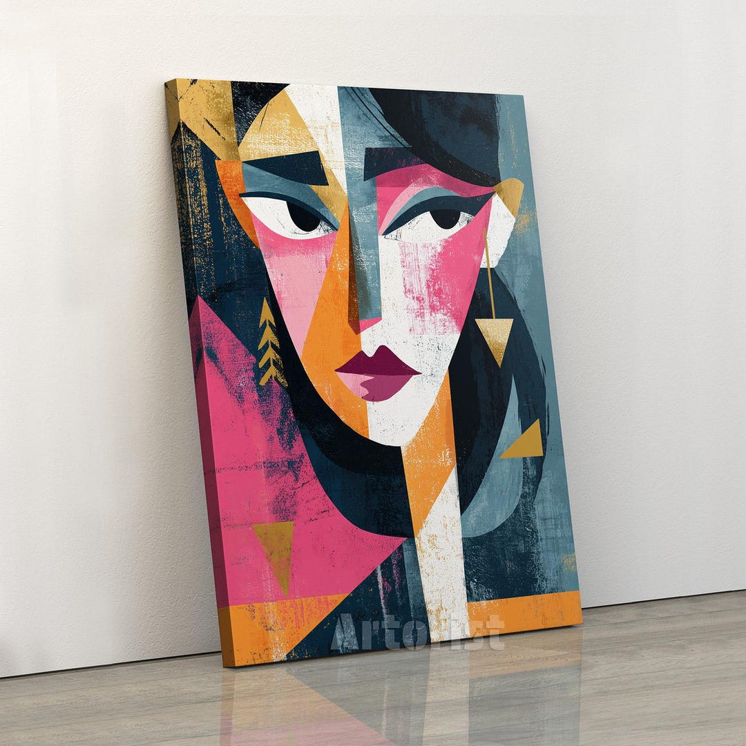 Abstract Geometric Portrait Canvas Print Modern Art Wall Art - Etsy