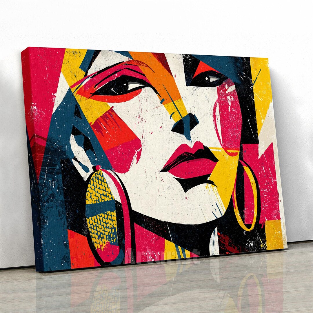 Abstract Woman Face Pop Art Color Block Canvas Wall Art Bold - Etsy
