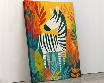 Jungle Zebra Print - Tropical Giraffe, Botanical Animal Print, Tropical ...