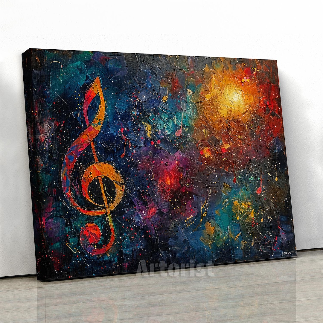 Abstract Music Painting Canvas Print Wall Art | Elegant Musical Notes ...