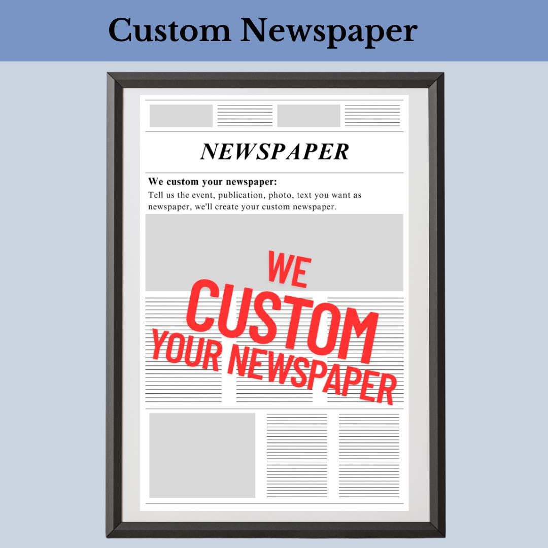 Custom Front Page Newspaper | 100 % Personalized Paper | Wall Art ...