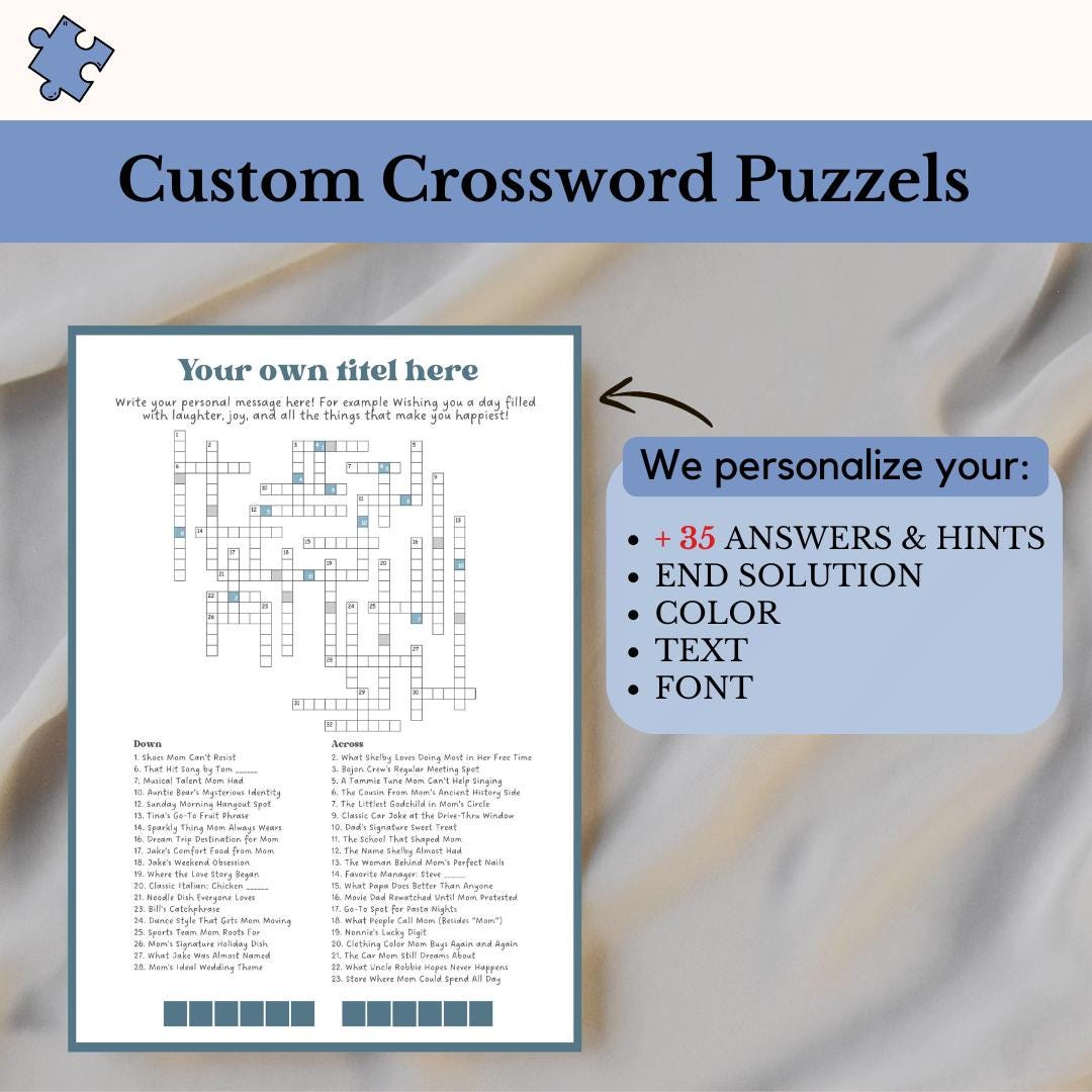 Crossword Puzzle Custom Gift | 100 % Personalized Crosswords | NYT ...