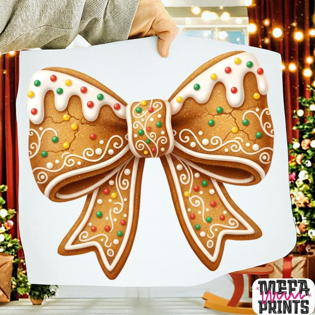 Gingerbread Bow PNG, Christmas Cookie Bow Clipart, Holiday Gingerbread ...