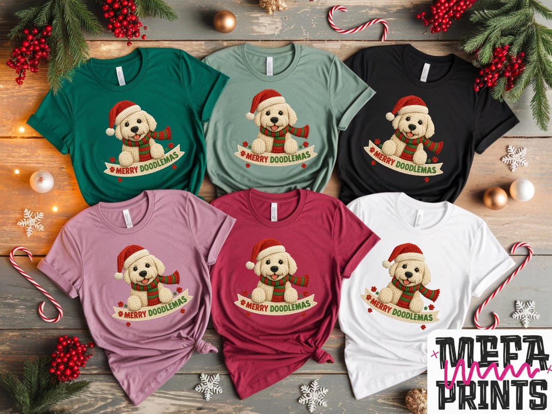 Merry Doodlemas Goldendoodle PNG, Crochet Christmas Dog (digital ...