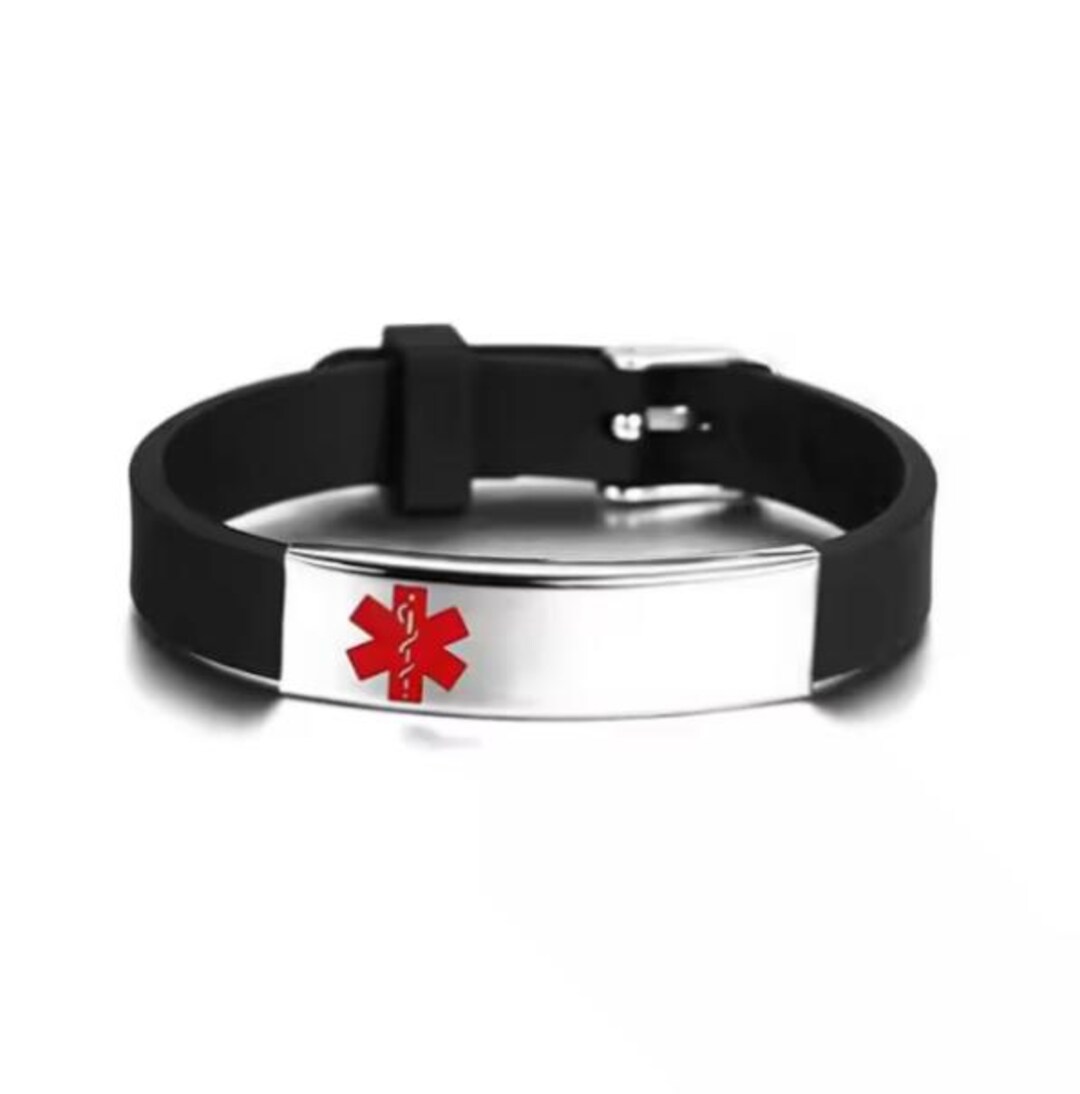 Engraving Custom ICE Text Name Medical Alert Bracelet Women Men ...