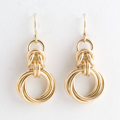 14K Gold Fill Byzantine Love Knots Chainmaille Earrings - Etsy