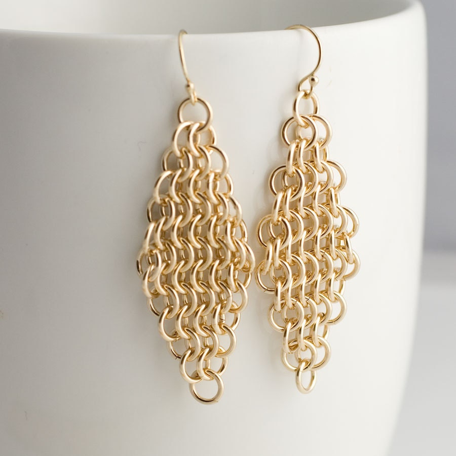14k Gold Filled Mesh Earrings - Size 7 - Etsy