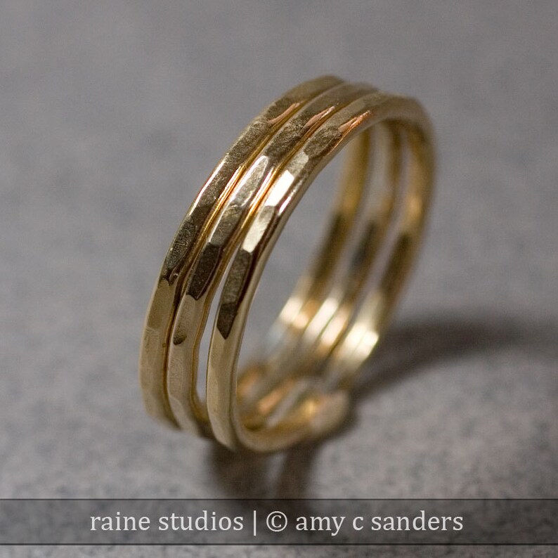 Hammered 14k Gold Filled Ring Handmade Stacking 14 Gauge 14g 925 Forged ...