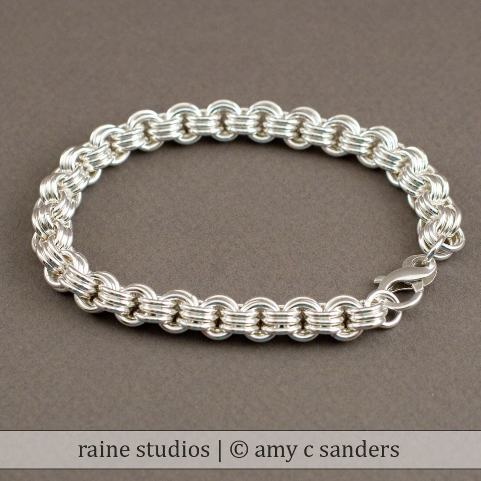 Thick Men's Chain Bracelet 3 in 3 Sterling Silver Chainmaille Bracelet ...