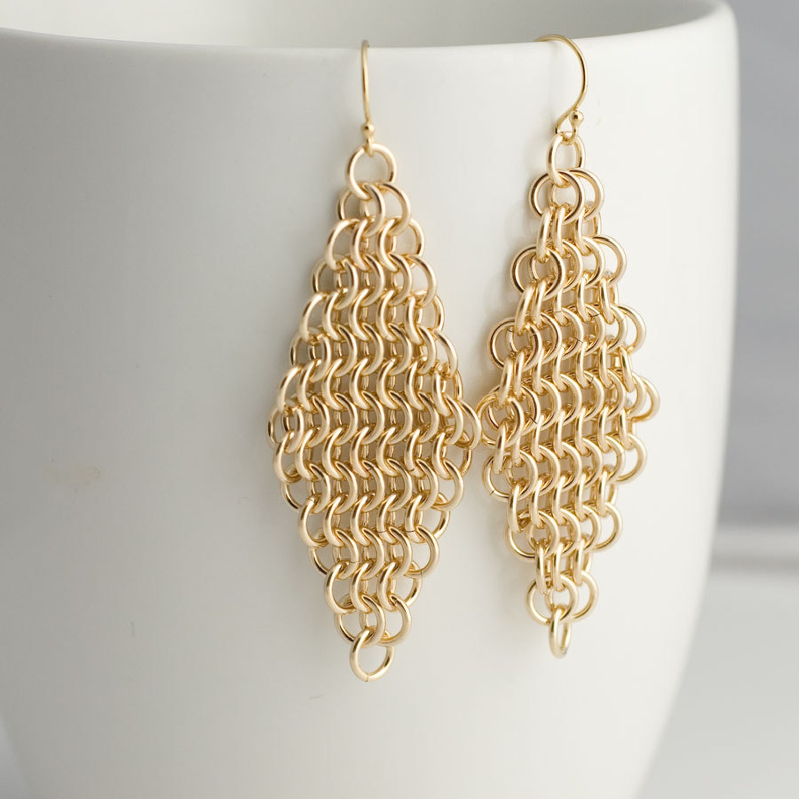 14k Gold Filled Mesh Earrings - Size 8 - Etsy