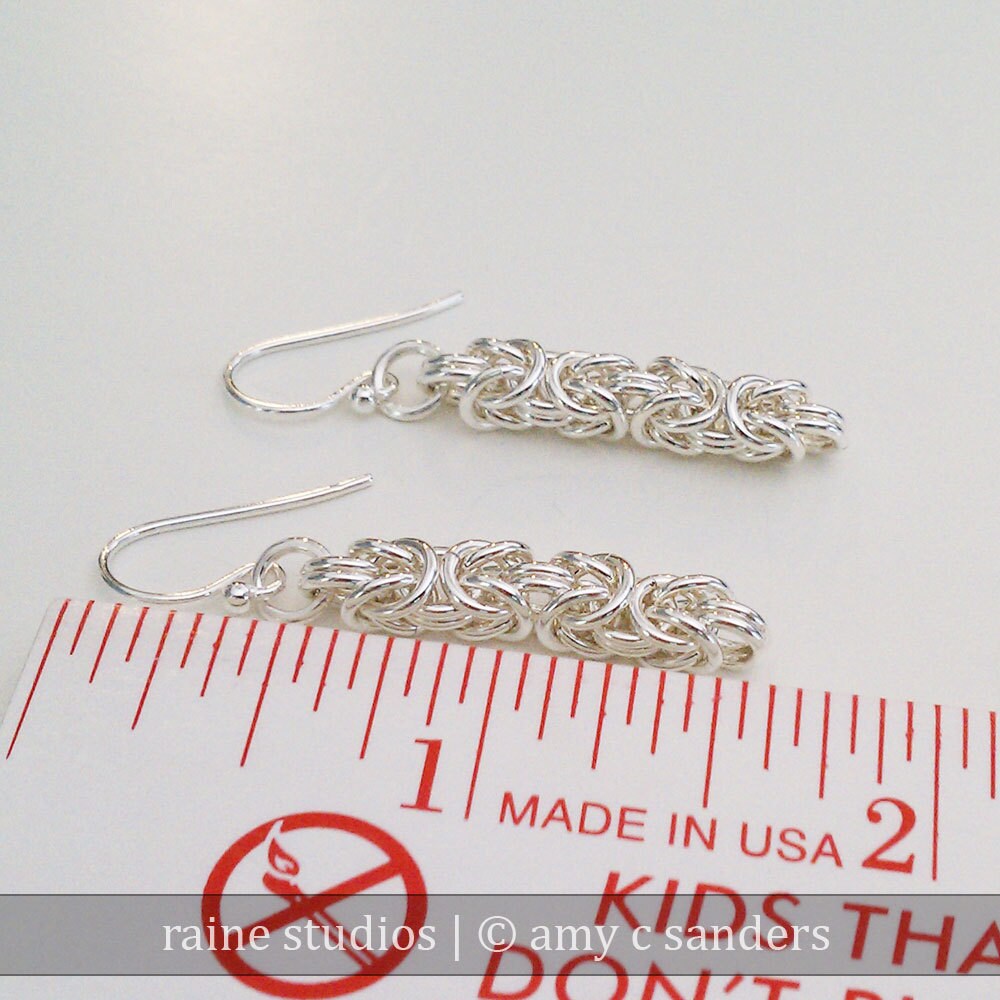 Long Sterling Silver Byzantine Earrings Chain Maille Chainmaille Chainmail Mail 925 - Etsy