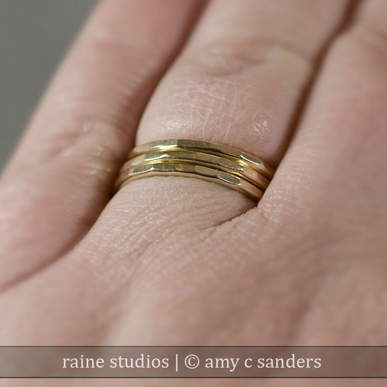 Hammered 14k Gold Filled Ring Handmade Stacking 14 Gauge 14g 925 Forged ...
