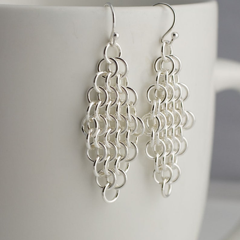Sterling Silver Mesh Earrings - Size 6 - Etsy