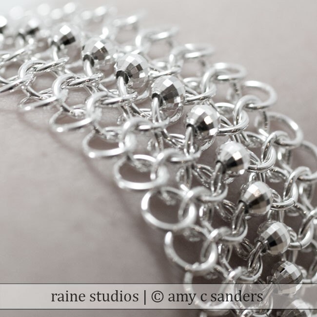Red Carpet - Sterling Silver Mesh Bracelet With Faceted Sterling Silver ...
