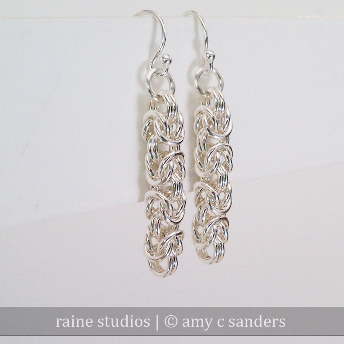 Long Sterling Silver Byzantine Earrings Chain Maille Chainmaille Chainmail Mail 925 - Etsy