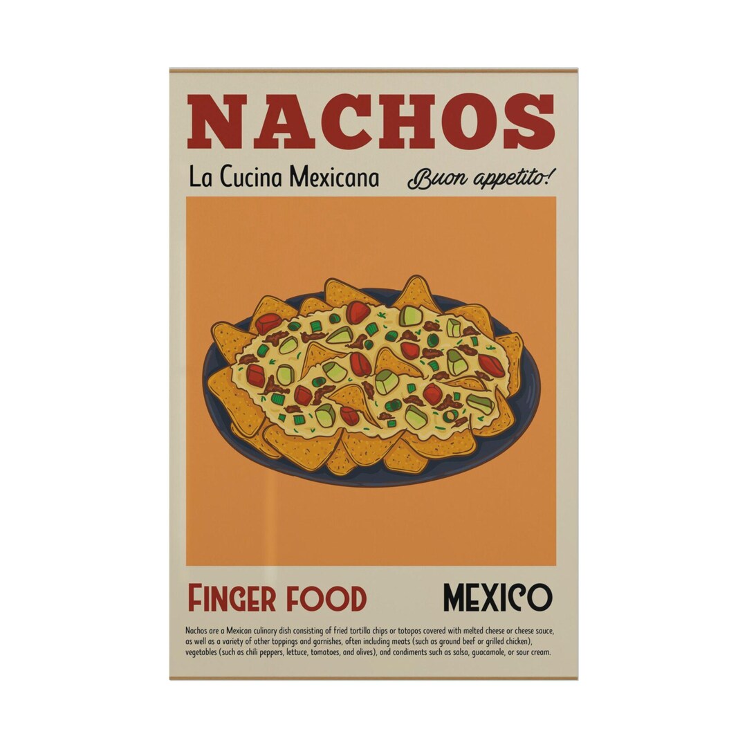 Nachos Kitchen Poster, Fun Food Wall Art, Informative Nachos Print ...