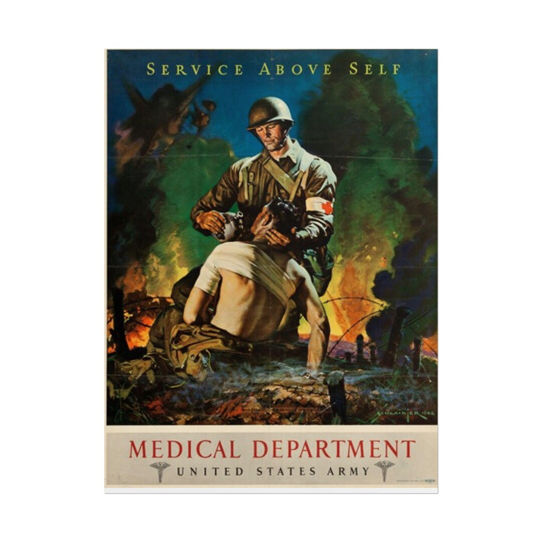 Vintage US Army WW2 Poster, Retro Military Recruitment Art, Historical ...