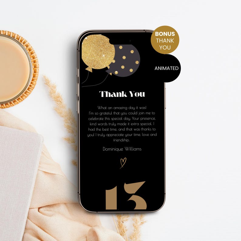 Animated 13th Birthday Invitation Template, Editable Digital Evite - Etsy