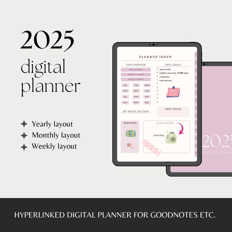 2025 Digital Planner Dated Planner 2025 Weekly Planner Calendar 2025 Hyperlinked Planner iPad ...