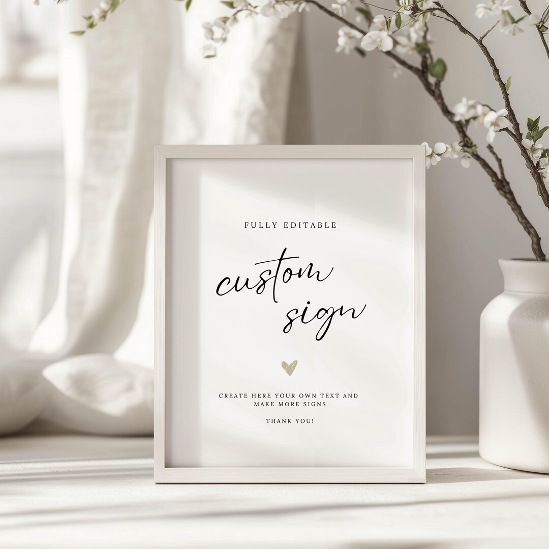Editable Custom Table Sign Template for Wedding and Bridal Shower Party ...