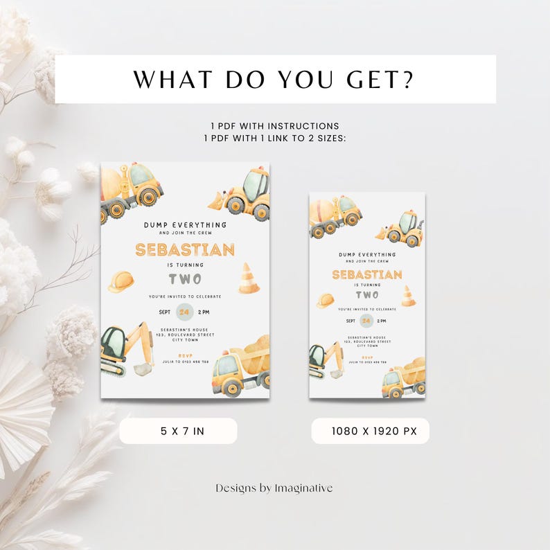 2nd Construction Birthday Invitation, Boys Editable Invite, Dump Truck ...