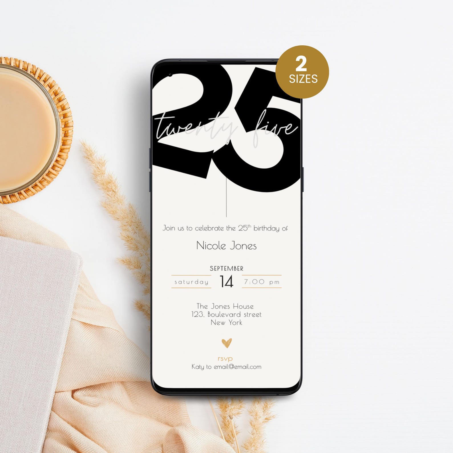 25th Birthday Invitation Digital Template: Twenty Five Party Invite ...