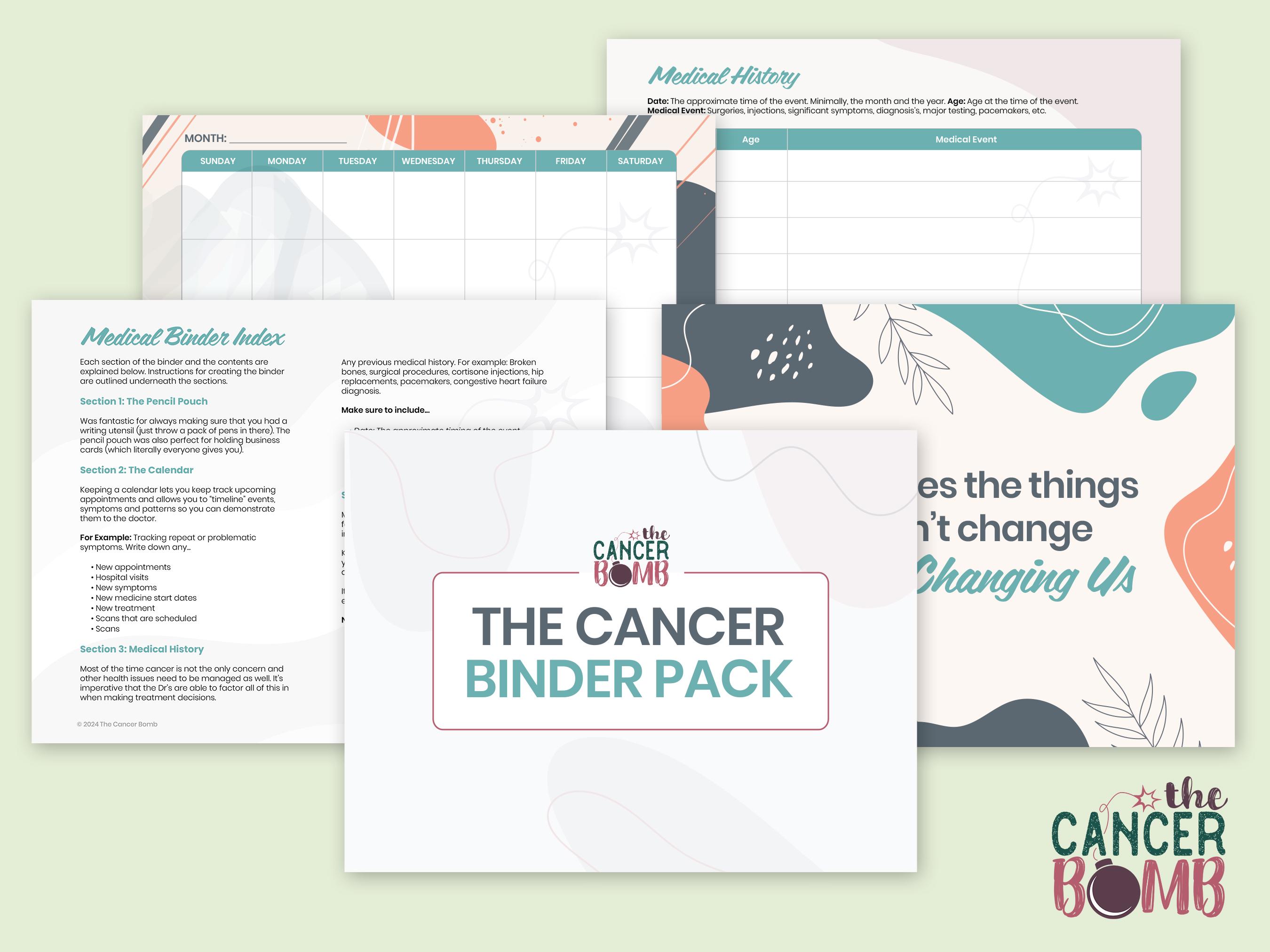 Cancer Binder Printable Pack- Fillable Medical Organizer for Cancer ...