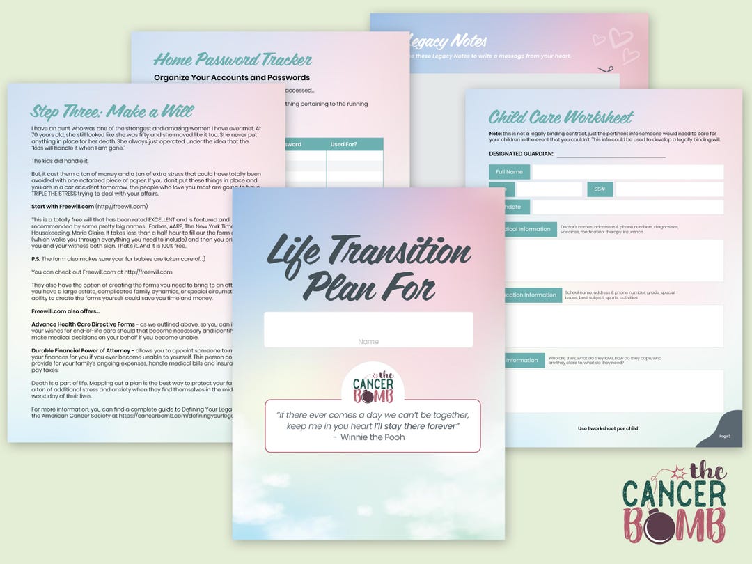 Life Transition Plan End of Life Planner for Cancer Patient Legacy ...