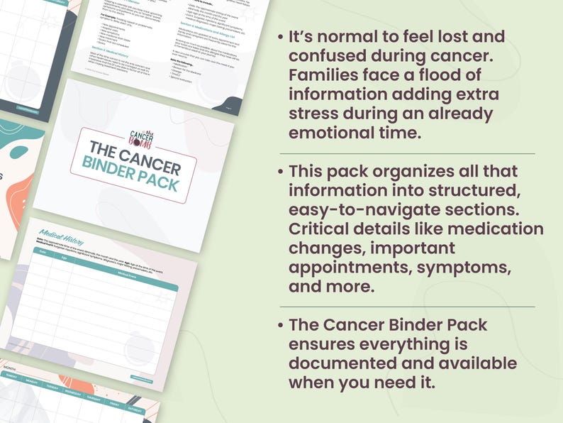 Cancer Binder Printable Pack- Fillable Medical Organizer for Cancer ...