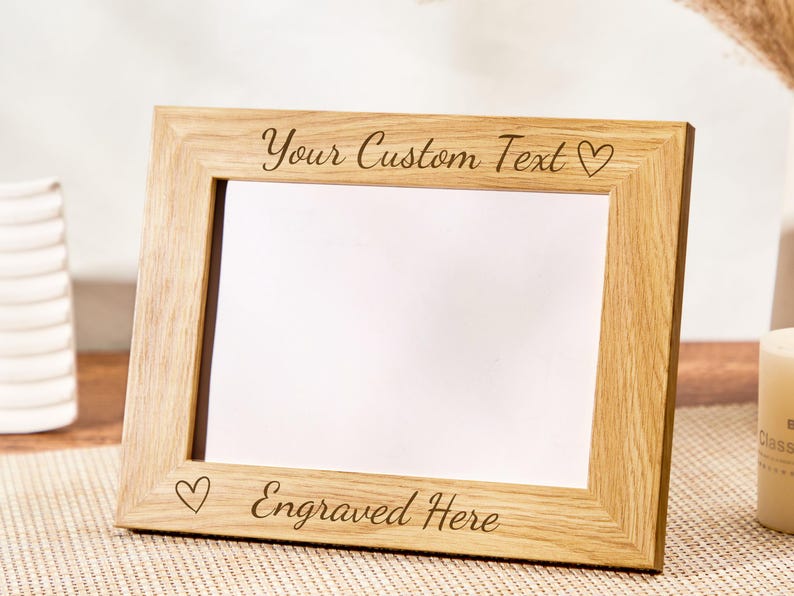 Custom Wood Photo Frame, Engraved Picture Frame Gift, Bespoke Engraving ...