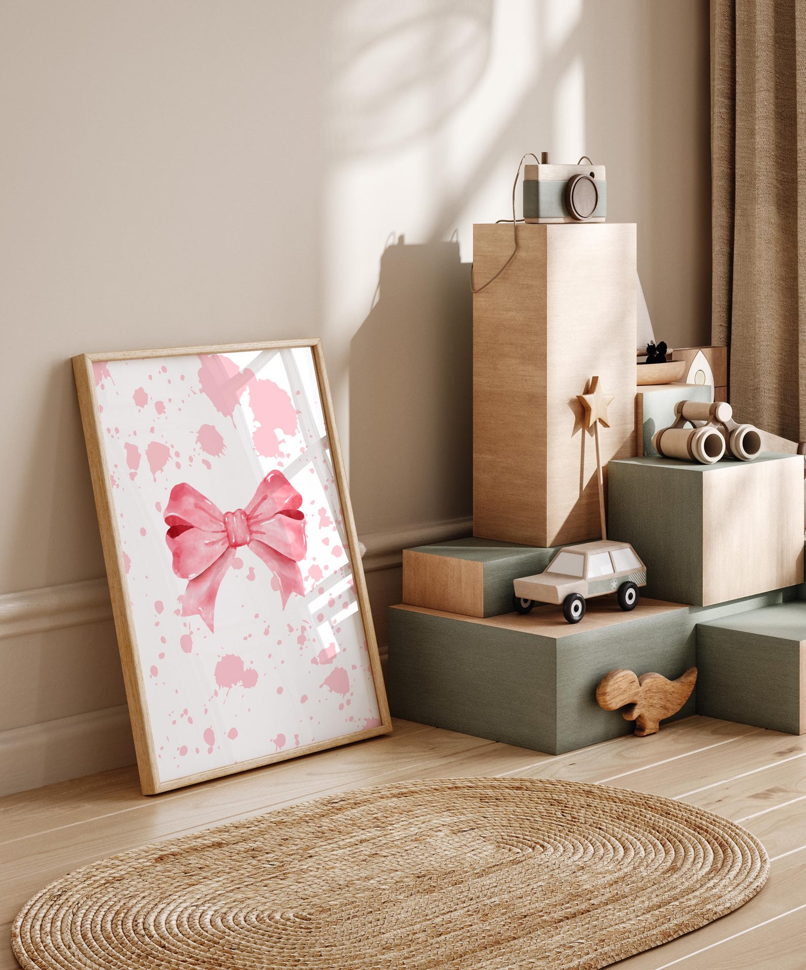 Pink Bow Wall Art Set for Girls Room | 3-piece Digital Print | Bow ...