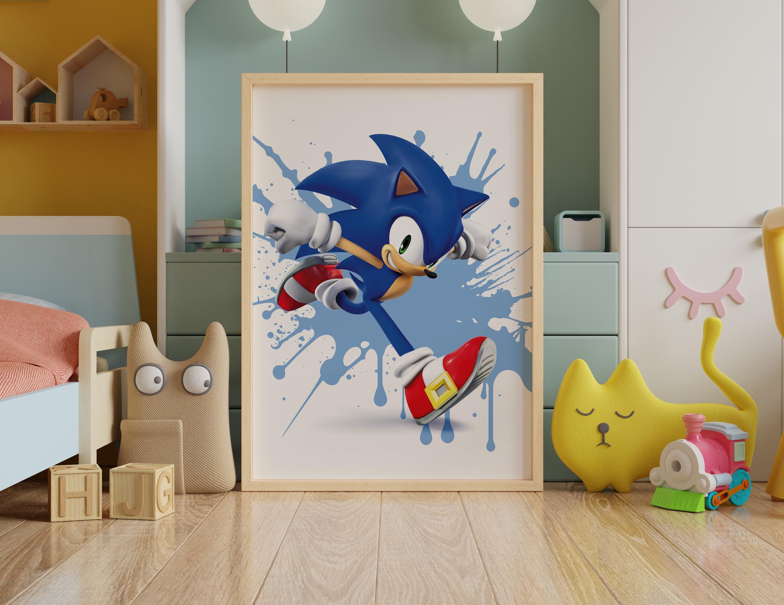 Sonic Hedgehog Wall Art | 3-piece Sonic Theme Kids Room Decor | Fast ...