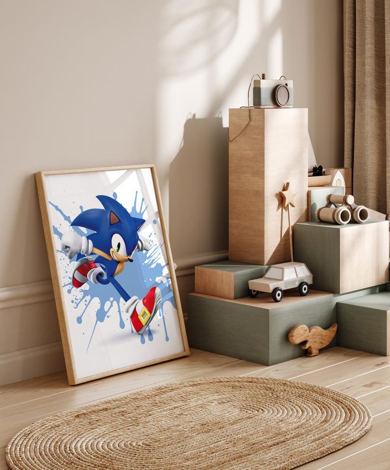 Sonic Hedgehog Wall Art | 3-piece Sonic Theme Kids Room Decor | Fast ...
