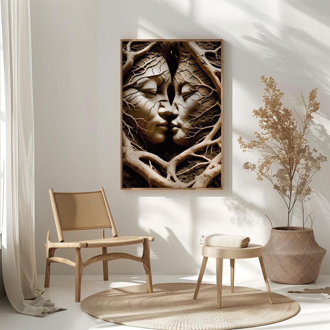 Kissing Tree Roots Wall Art - One-piece Digital Print - Romantic Nature ...