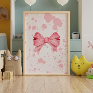 Pink Bow Wall Art Set for Girls Room | 3-piece Digital Print | Bow ...