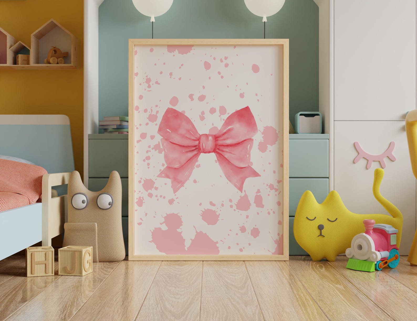 Pink Bow Wall Art Set for Girls Room | 3-piece Digital Print | Bow ...