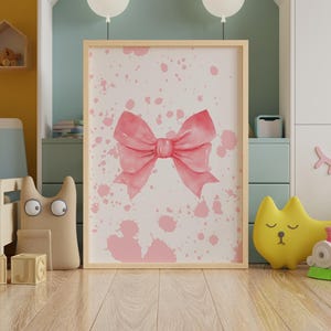 Pink Bow Wall Art Set for Girls Room | 3-piece Digital Print | Bow ...