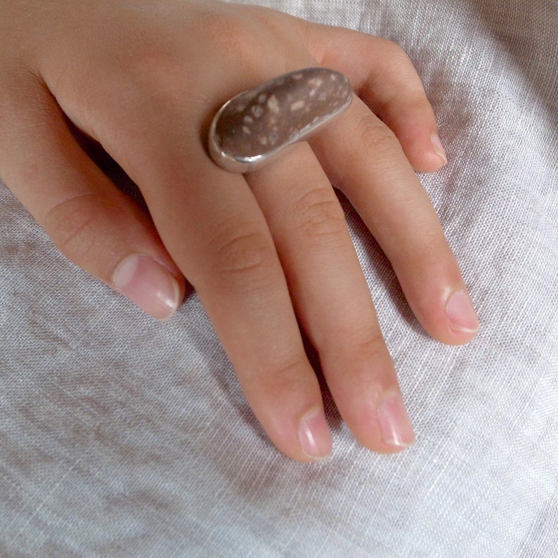 Large Beach Rock Ring - Red Speckled - Etsy