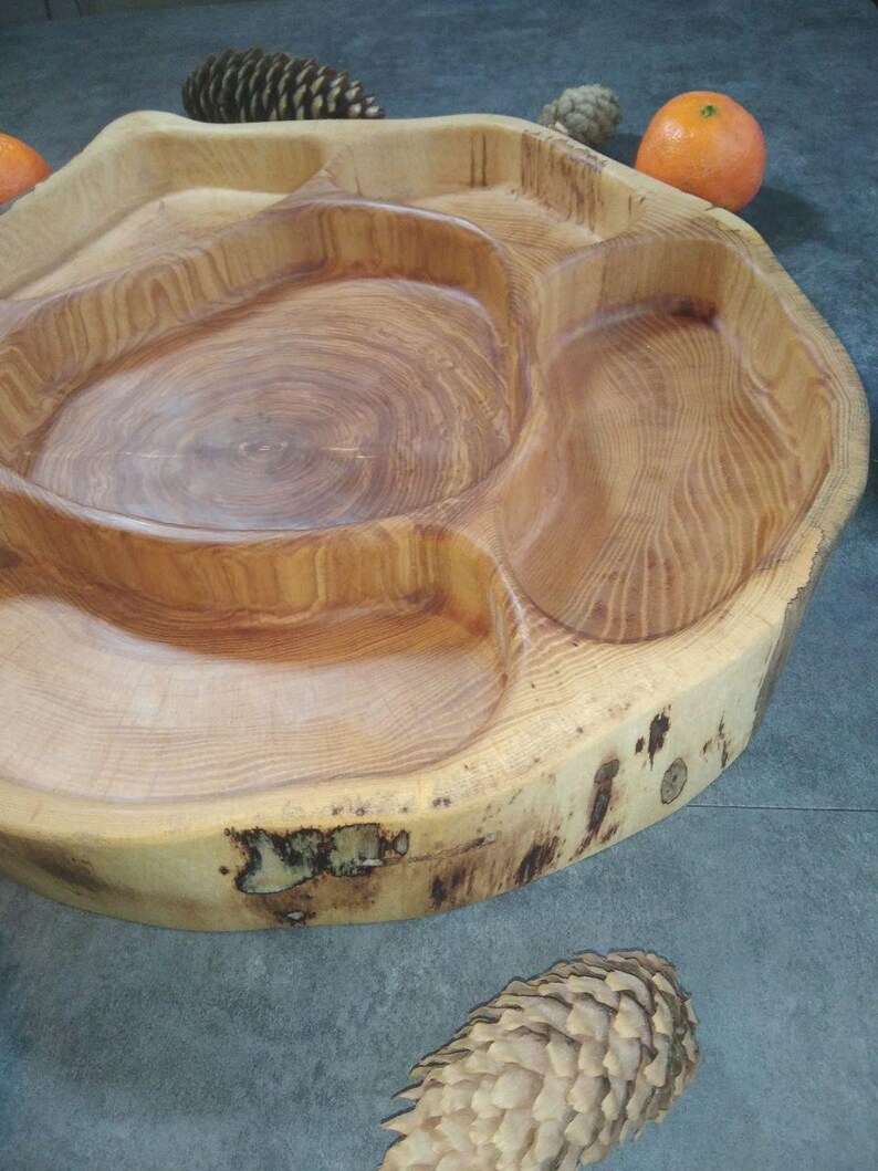 Handcrafted Wooden Serving Tray Rustic Ash Wood Snack Platter Natural ...