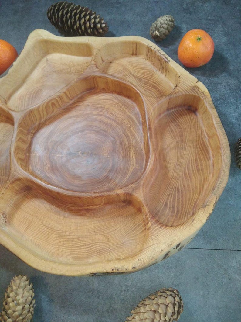 Handcrafted Wooden Serving Tray Rustic Ash Wood Snack Platter Natural ...