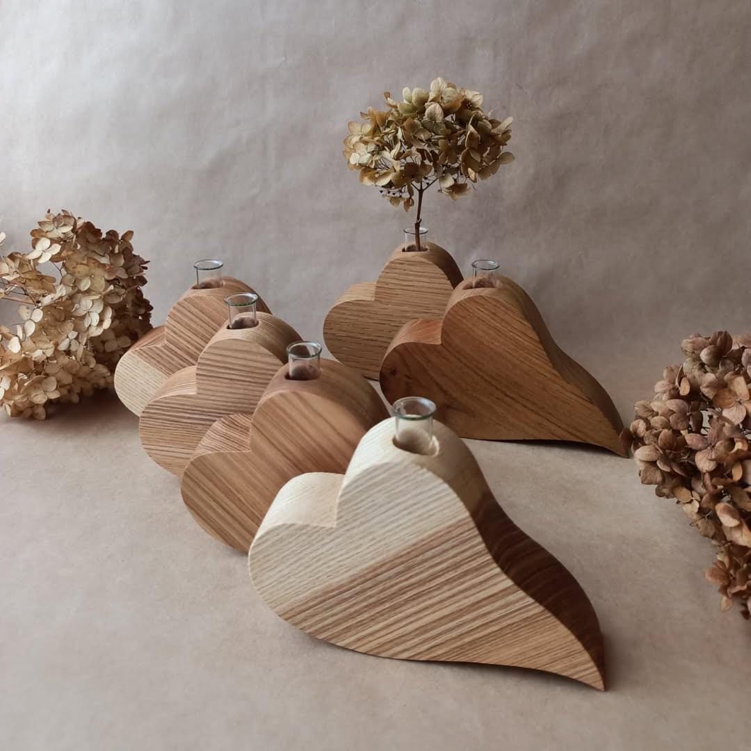 Handmade Wooden Heart Vase: Rustic Bud Vase, Love-themed Decor - Etsy