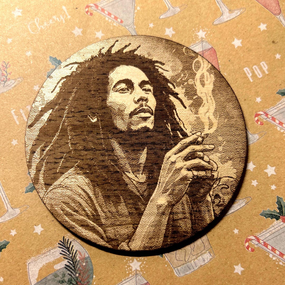 Bob Marley Inspired Coaster – Custom Weed Leaf Icon Pattern – Perfect ...